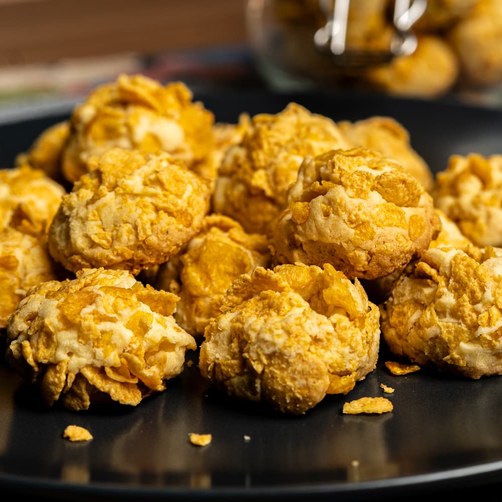 Resepi Biskut Cornflakes Crunchy — Rangup Rapuh, Wangi Butter | Che Nom